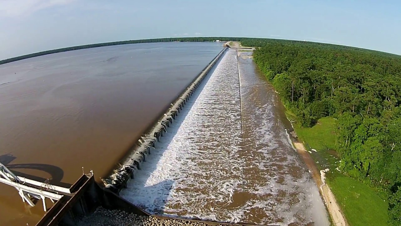 Lake Houston Dam Overflow Aerial Footage - YouTube