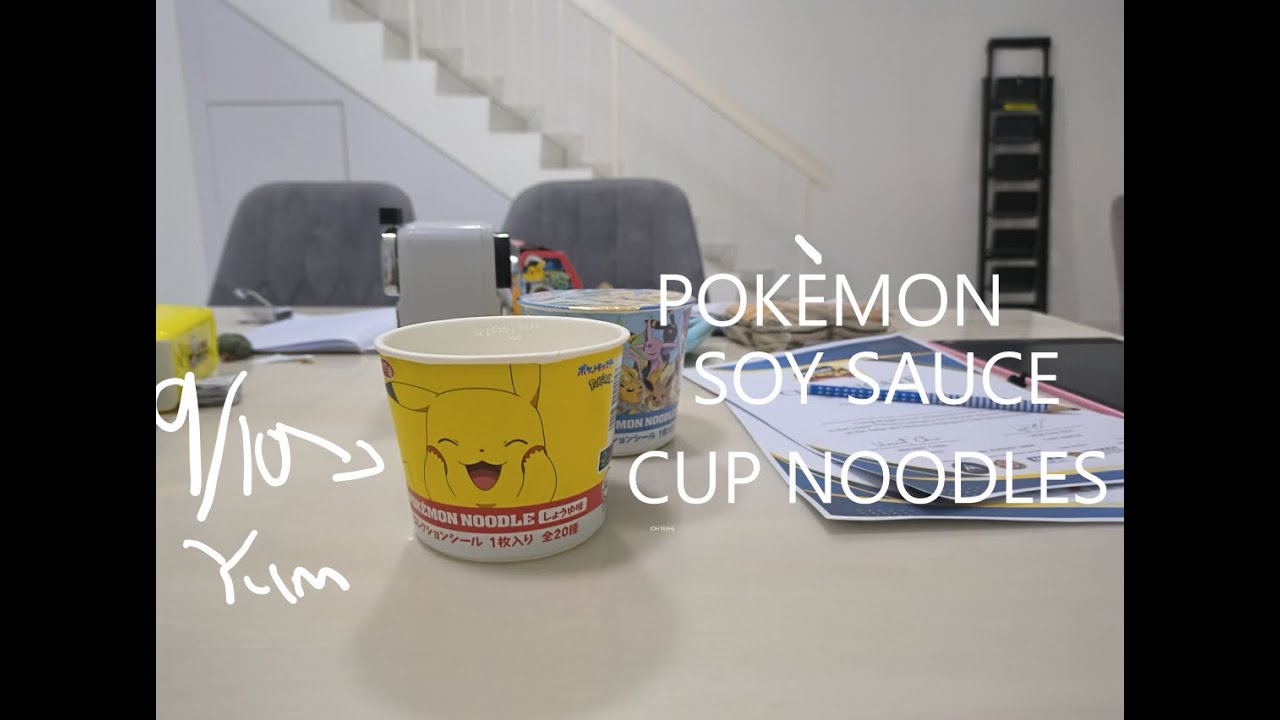 Trying out a Pokemon soy sauce cup noodle - YouTube