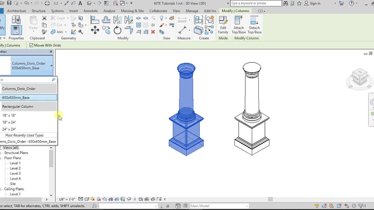 #3|Column Loading And Placement| In Revit Architecture 2018 - YouTube