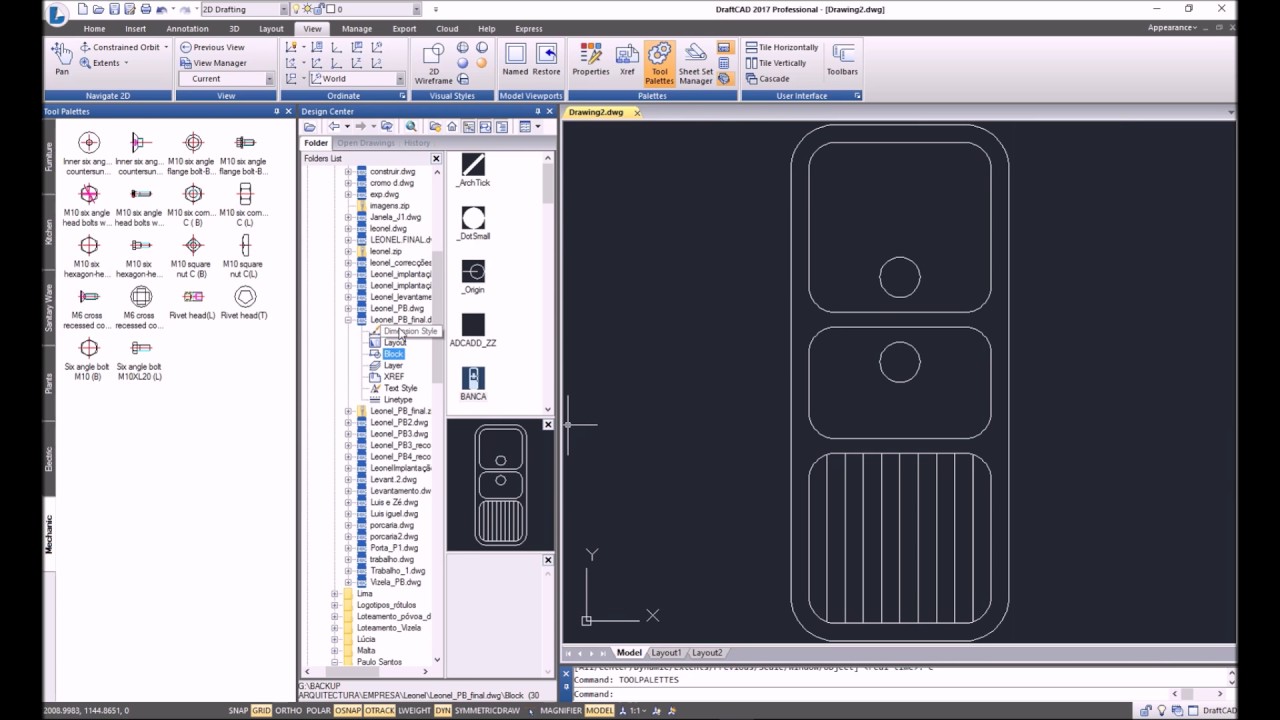 Como criar uma TOOL PALETTE utilizando o DESIGN CENTER do DRAFTCAD, Sowftare CAD - YouTube
