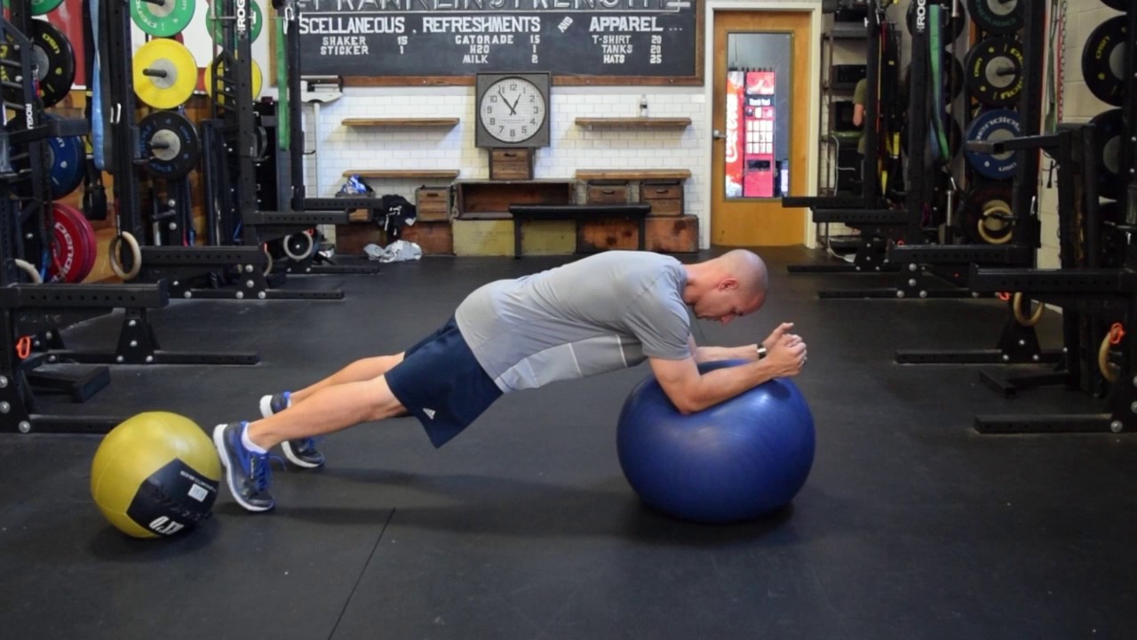 Stability Ball Front Plank with Forward/Backward Motion - YouTube