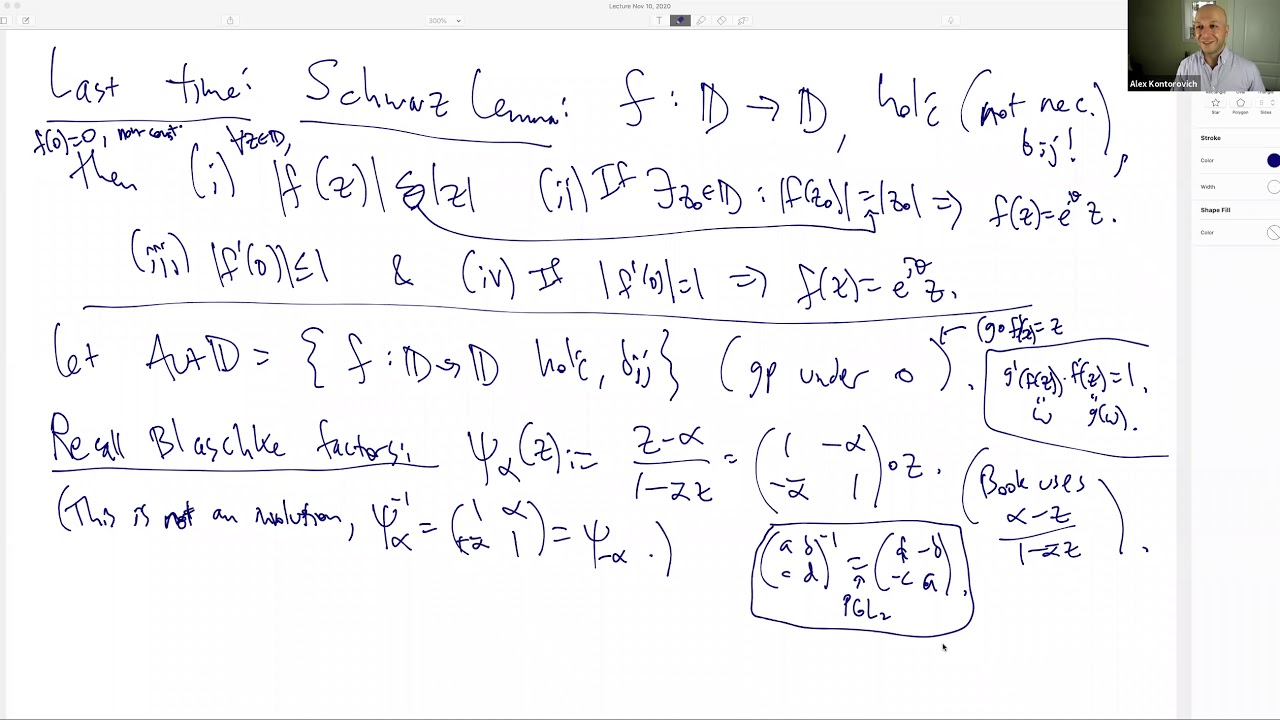 Lecture 20, Complex Analysis Rutgers Math 503 Prof. Kontorovich, 11/10 ...