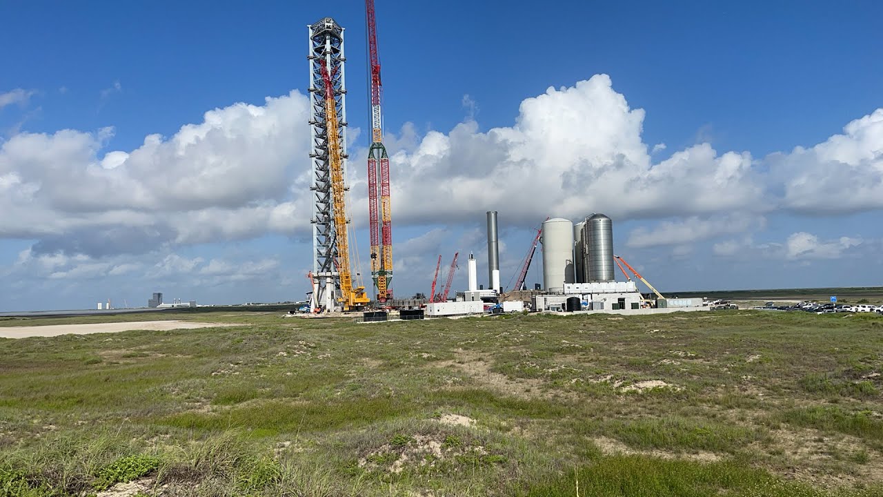 Orbital Launch Table Prep For Lift, From Dunes, SpaceX Starbase, Boca ...