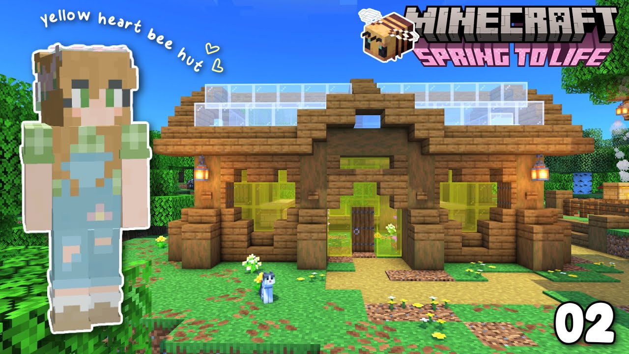 Yellow Heart Bee Hut 💛 Minecraft Peaceful Let's Play | Ep 02 - YouTube