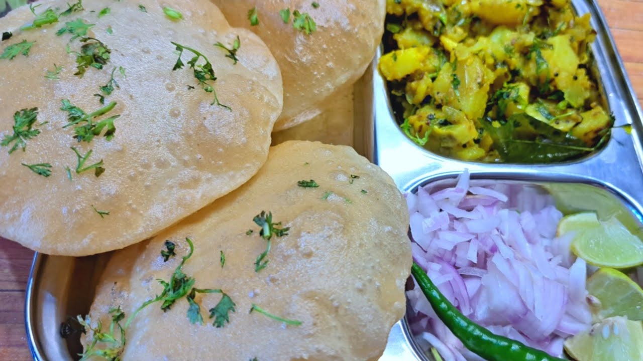 Puri Bhaji Recipe | How to make Aloo bhaji Puri | Puri Bhaji Mumbai ...