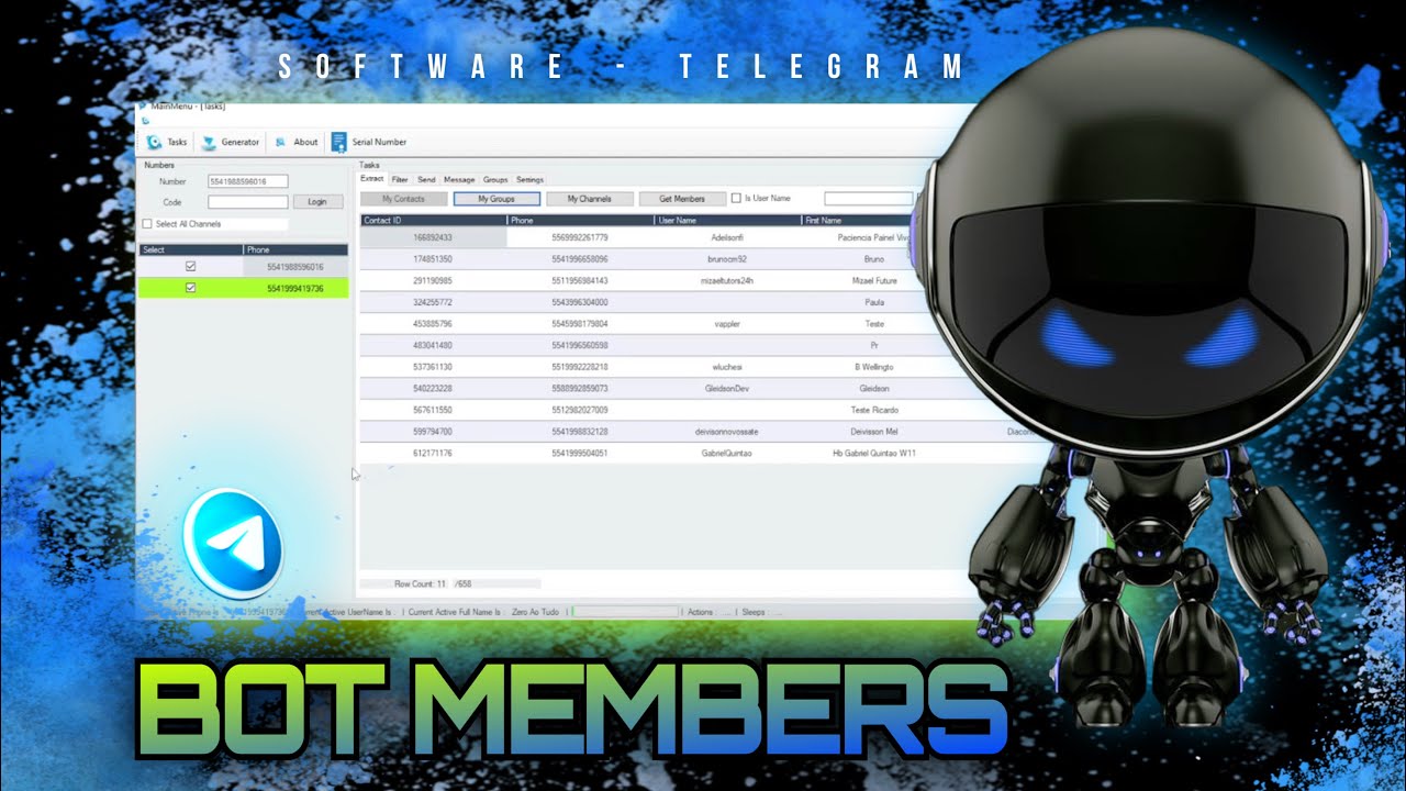 BOT MEMBERS - Robô para extrair e adicionar membros no Telegram. - YouTube