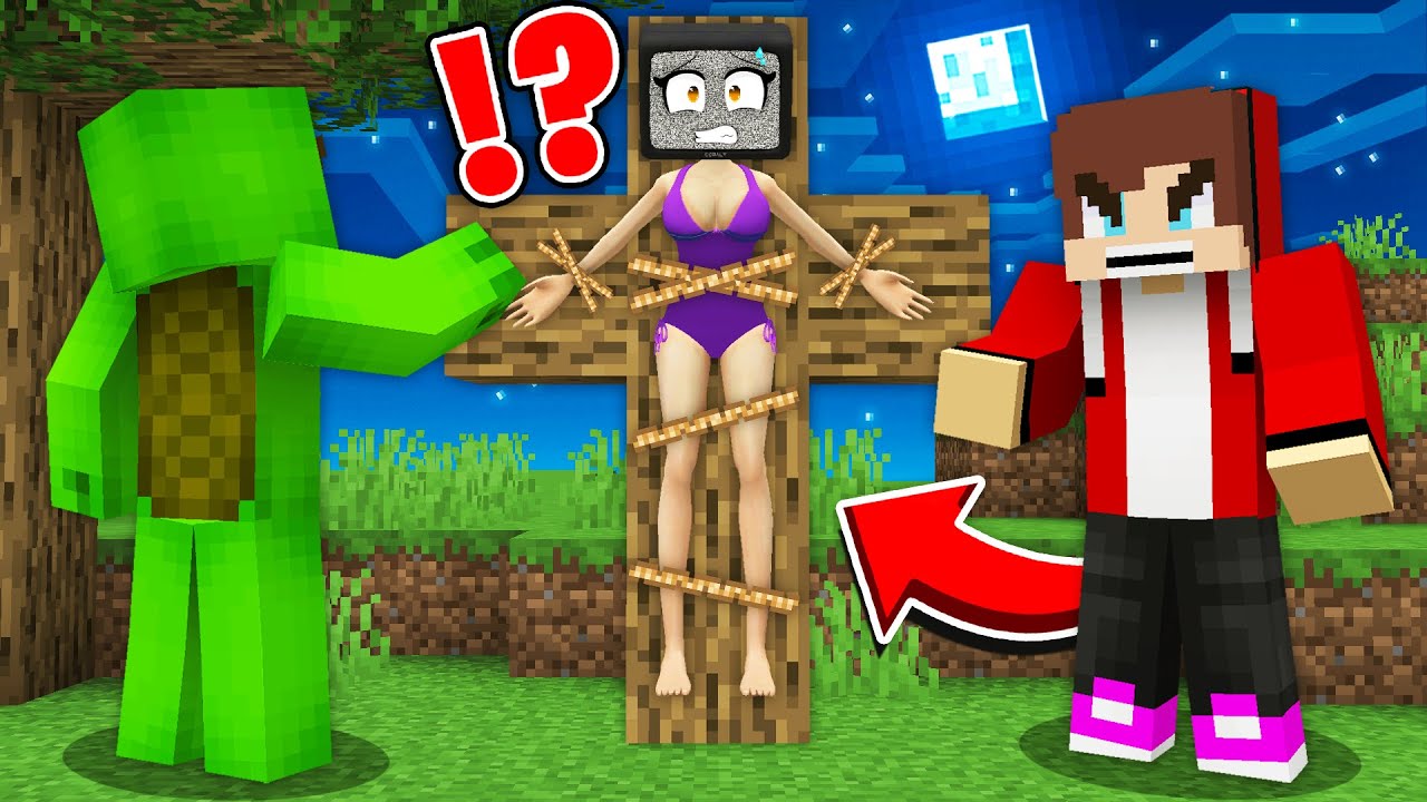 Why JJ and Mikey KIDNAPPED TV WOMAN? TV WOMAN is a HOSTAGE! in Minecraft - Maizen - YouTube