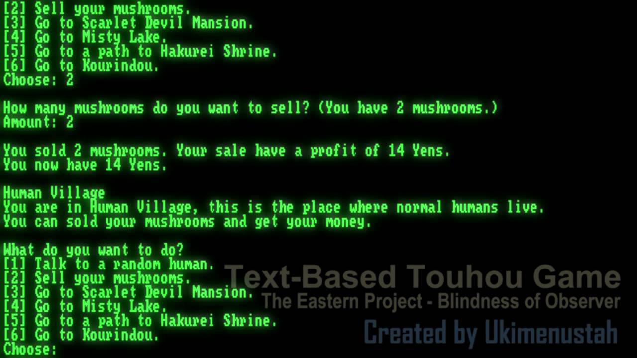 Touhou Project - Text Based Game (UPDATE V0.7.0a) - YouTube
