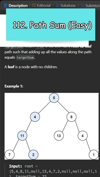 112. Path Sum (Easy) #coding #leetcode #programming - YouTube