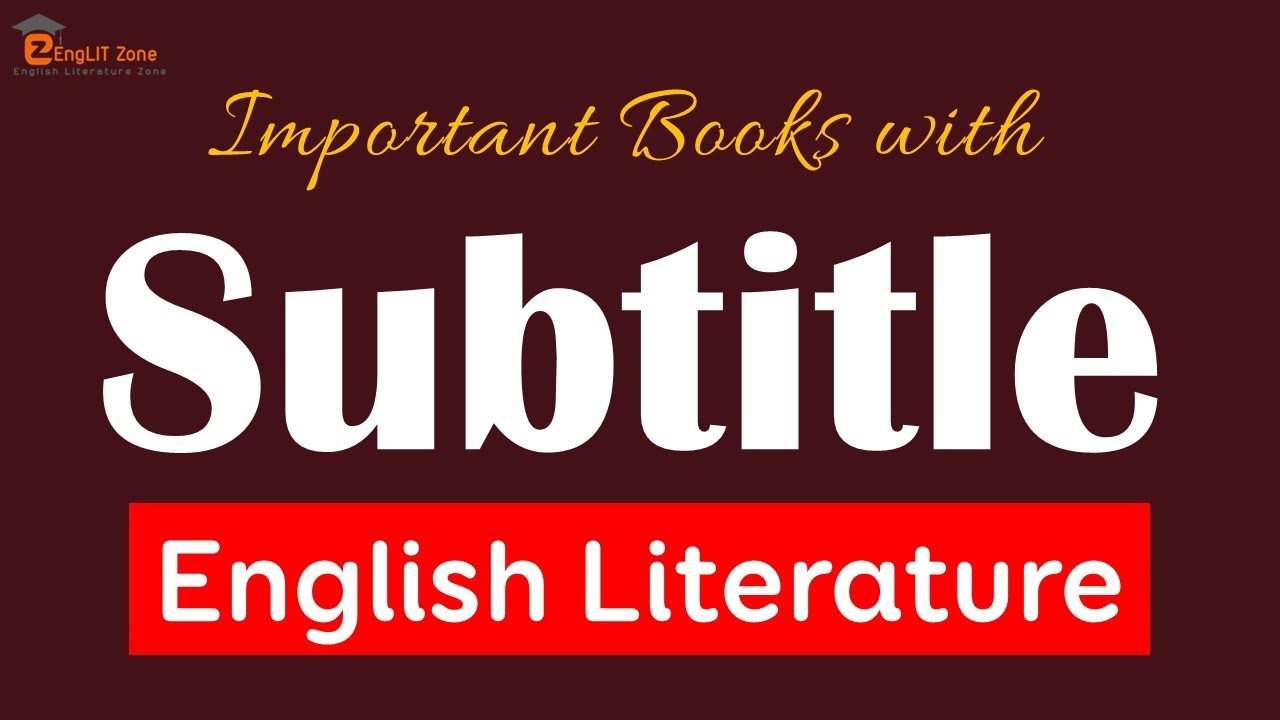 Important Books with Subtitle in English Literature - YouTube