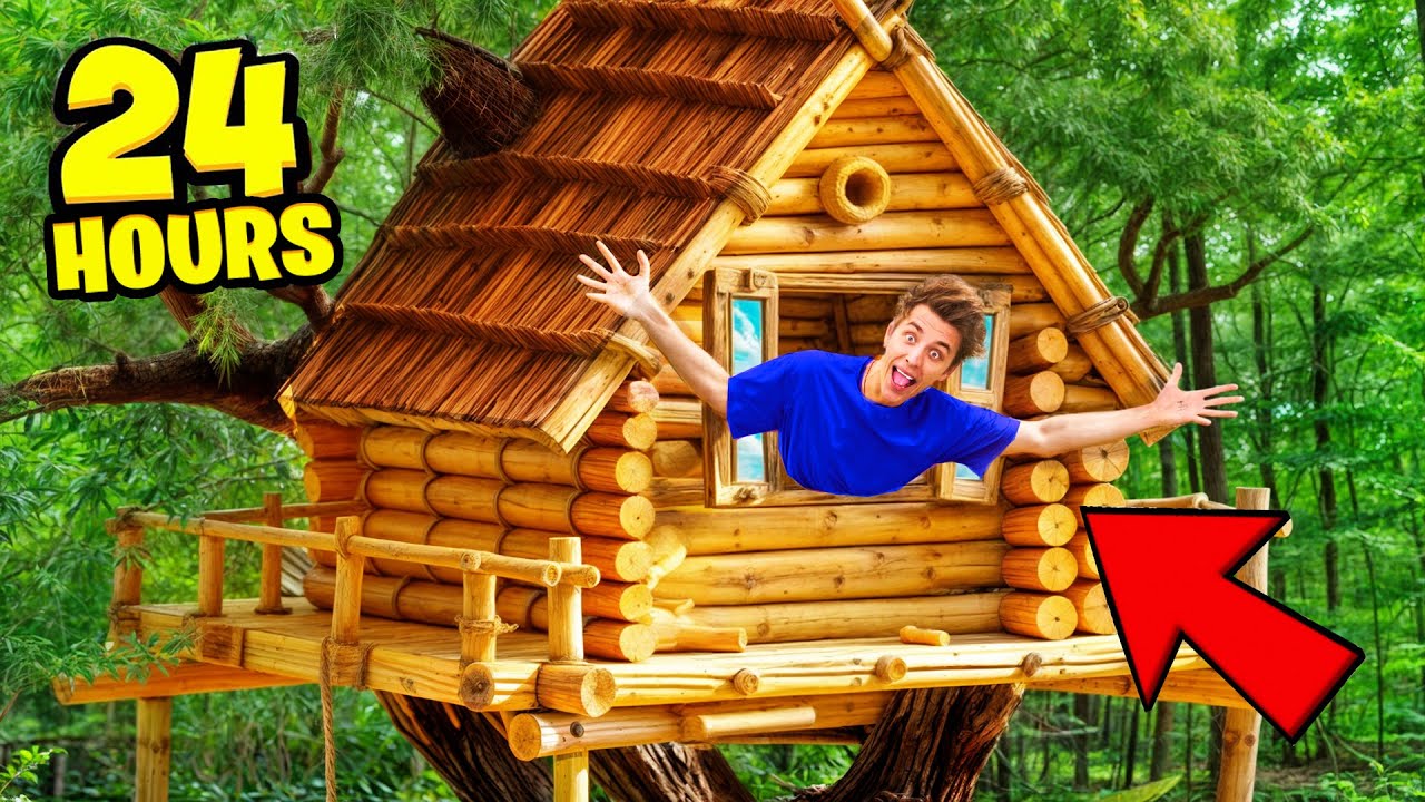 24 Hours in a TREEHOUSE *They’re Watching Us* - YouTube