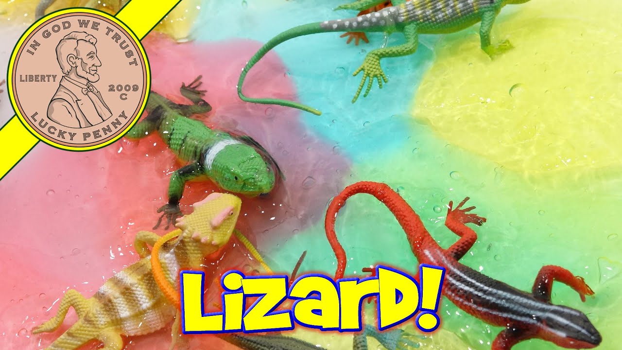 Lizard Slime Play Time Rainbow Colors - YouTube