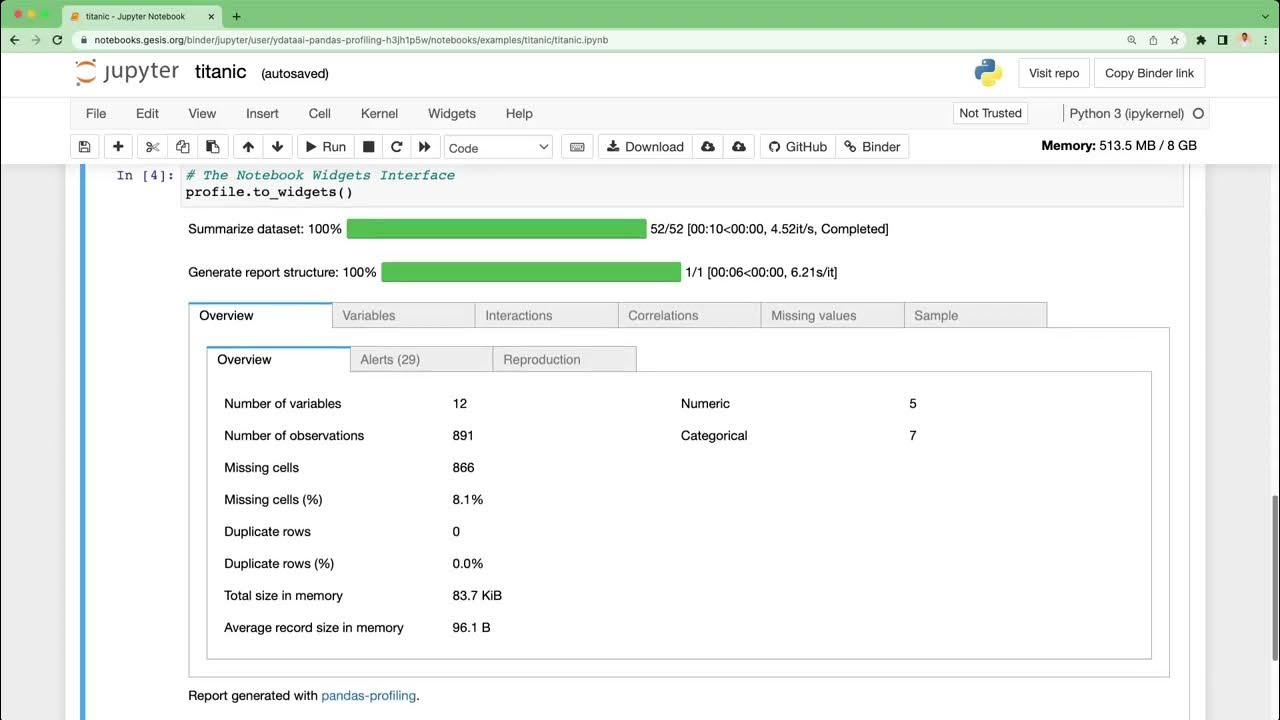 Pandas Profiling Demo - YouTube