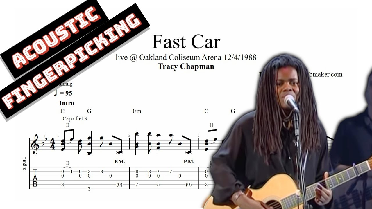 Tracy Chapman - Fast Car TAB (live) - acoustic guitar tabs (PDF + Guitar Pro) - YouTube