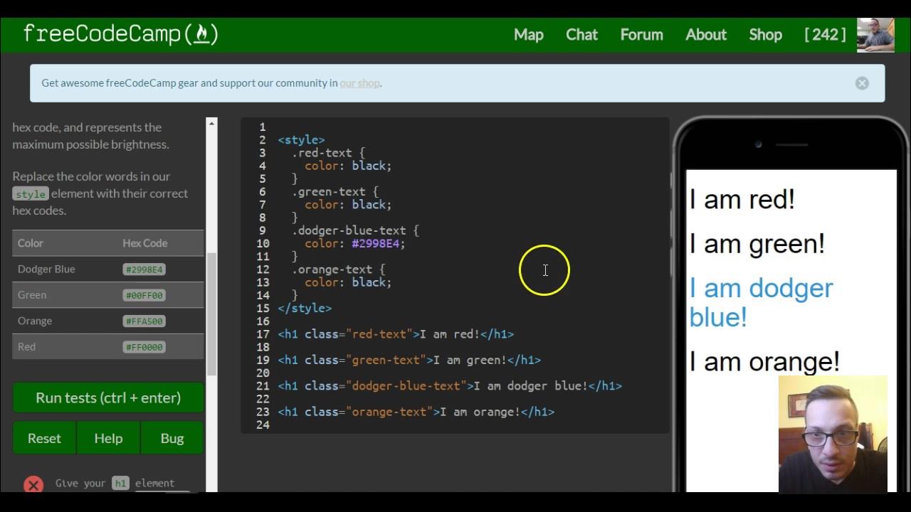 Use Hex Code to Mix Colors, freeCodeCamp review html & css, lesson 53 - YouTube