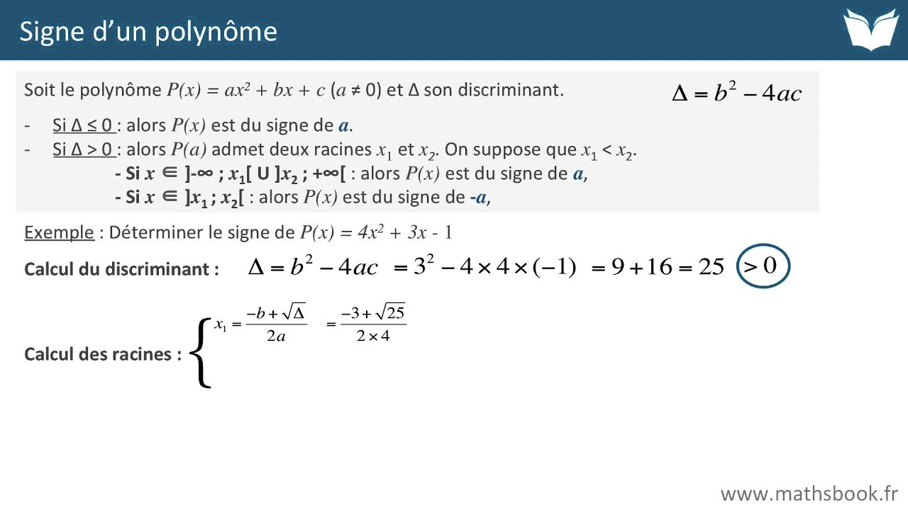 Signe d'un polynôme - Cours de maths - YouTube
