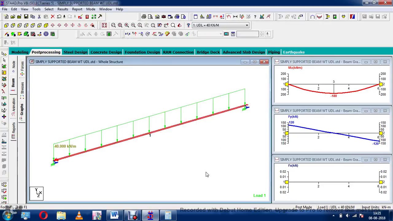 Analysis of Simply Supported Beam With Uniform Force in Staad Pro - YouTube