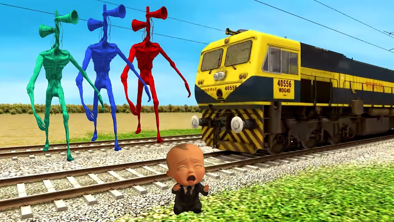 Siren head & Crying baby vs train | Stops the train | Siren head short ...