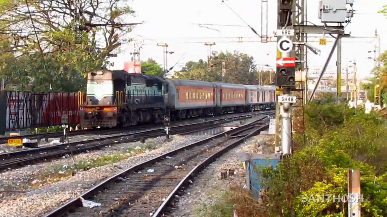 LHB Bangalore Rajdhani rolls into SBC with WDG-3A !!! - YouTube