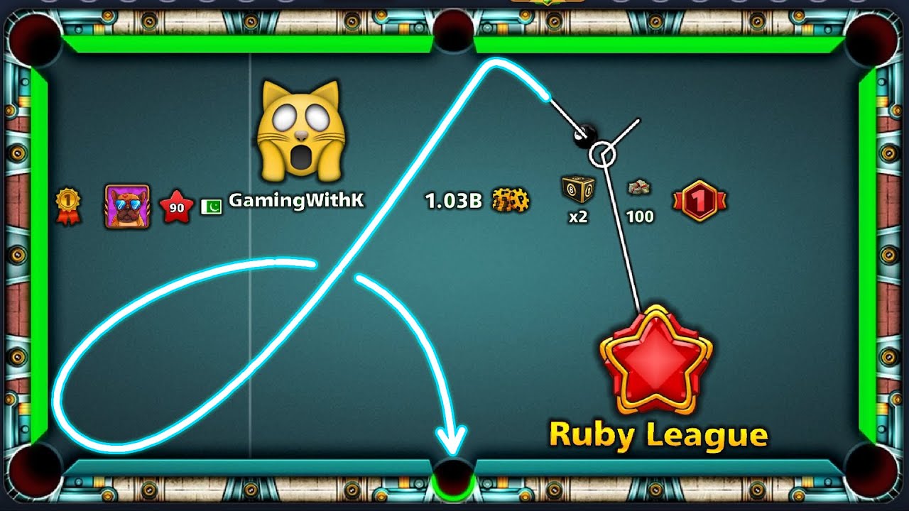8 Ball Pool - Magical Trick Shots With RUBY League Top - GamingWithK - YouTube