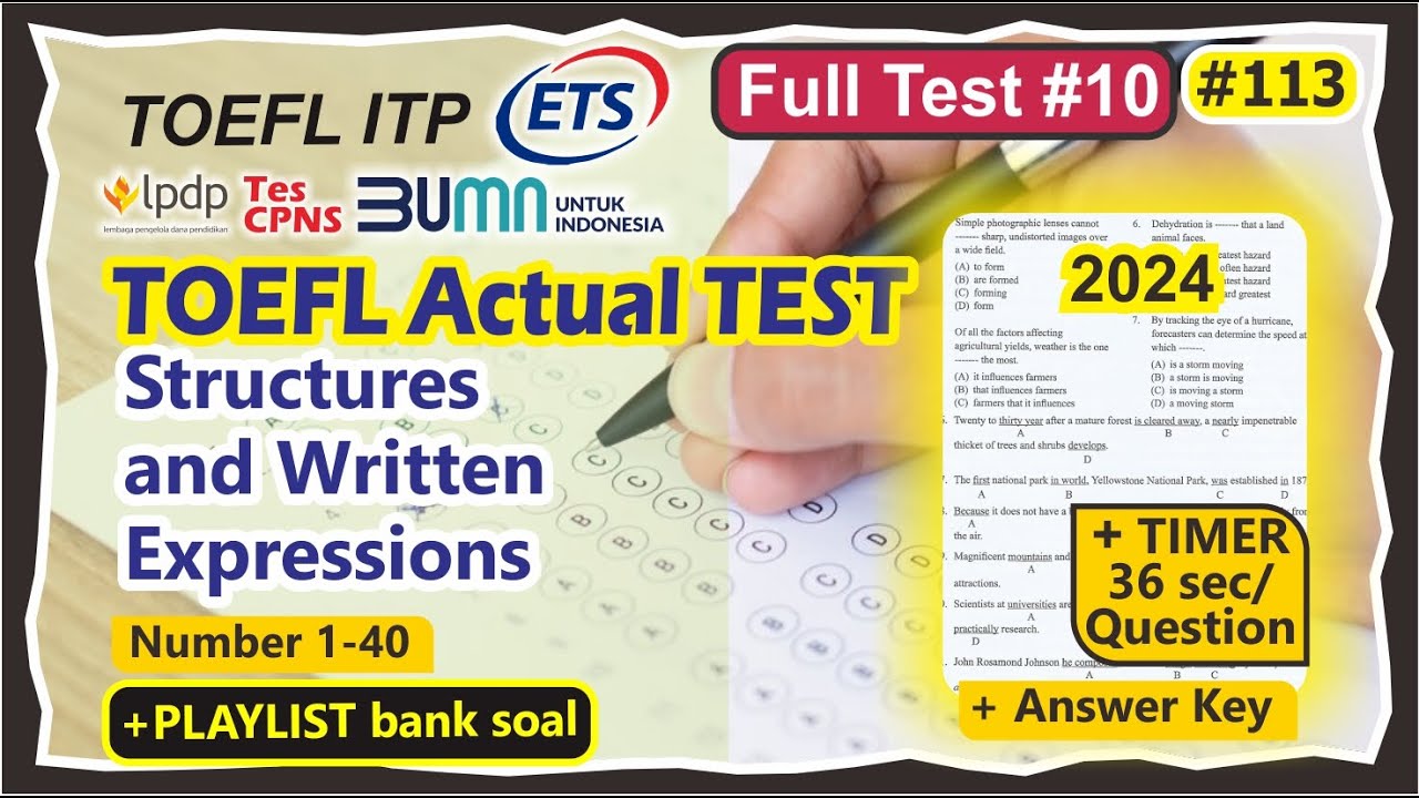 TOEFL ITP Actual Test | Structure & Written Expressions TES BUMN # ...