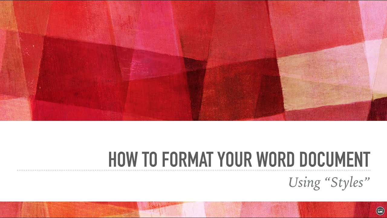 MS Word Styles Tutorial - YouTube