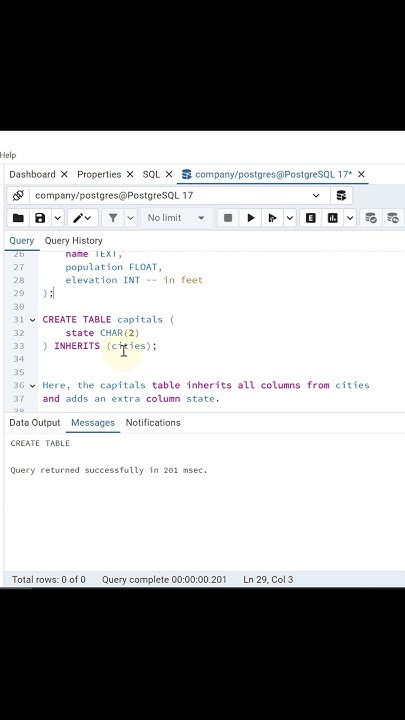 How To Create Tables With Inheritance In Postgresql Best Postgresql Tutorial Shorts Youtube