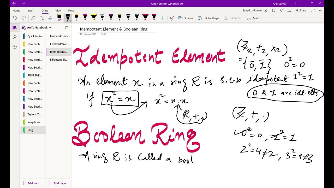 Idempotent, Boolean Ring and Nilpotent Element - YouTube
