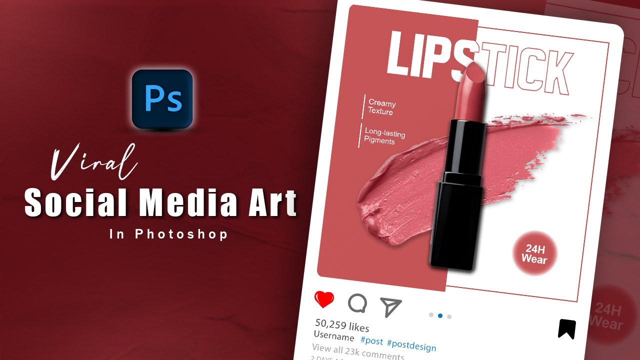 Attractive Lipstick Post Design in Photoshop | Social Media Ad Tutorial ...