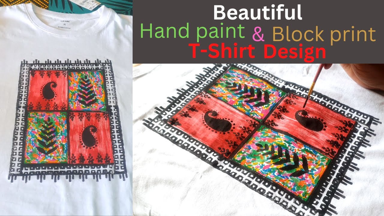 Handpaint and block print T-shirt Design | Unique T-shirt painting ...