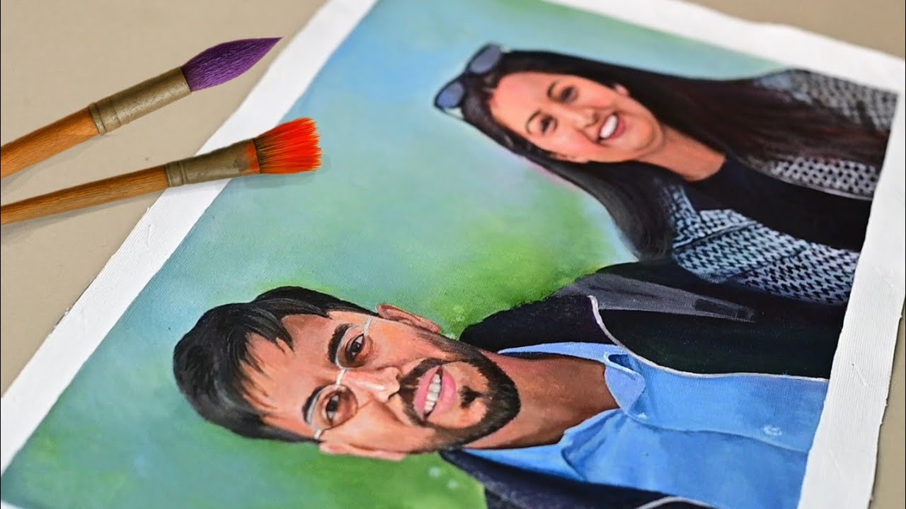 Step-by-Step Portrait in Acrylics | Easy Acrylic Portrait Painting on ...