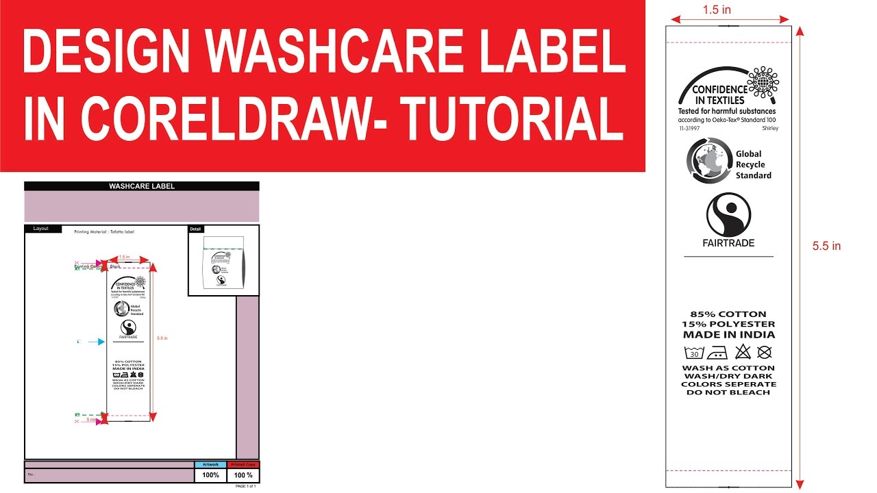 Washcare label designing in coreldraw -Tutorial - YouTube