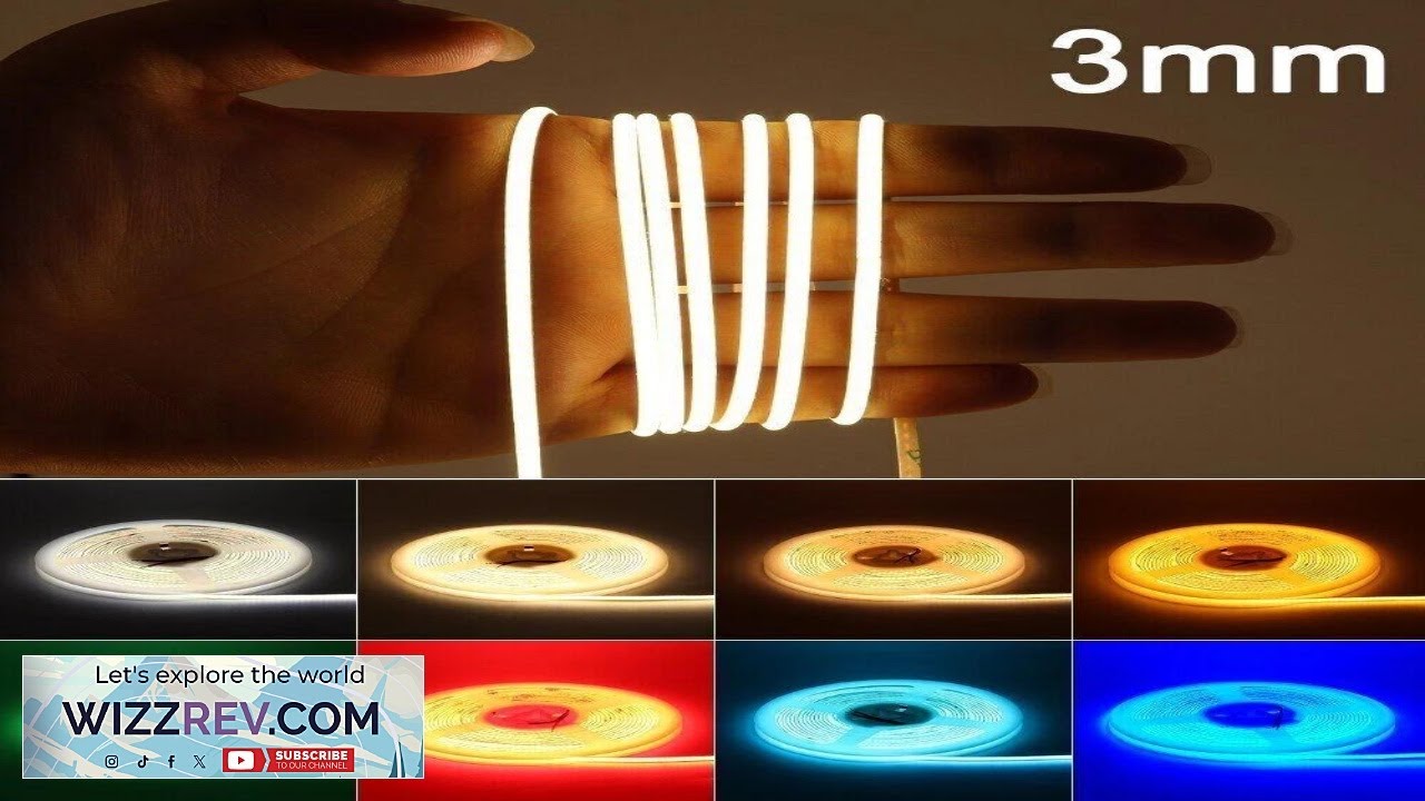 3mm COB LED Strip Light 12V 5V 3V LED Strip Ribbon Lamp - YouTube
