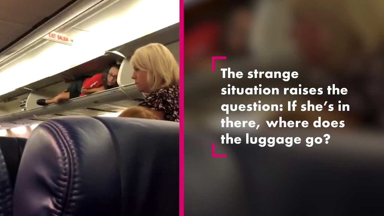 Liveleak Flight attendant weirds out passengers by hiding in overhead ...