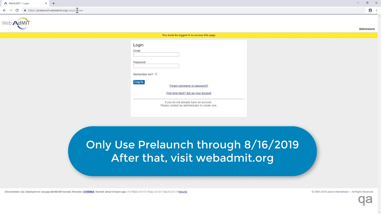 Accessing WebAdmit Pre-Launch 2019-2020 Cycle - YouTube