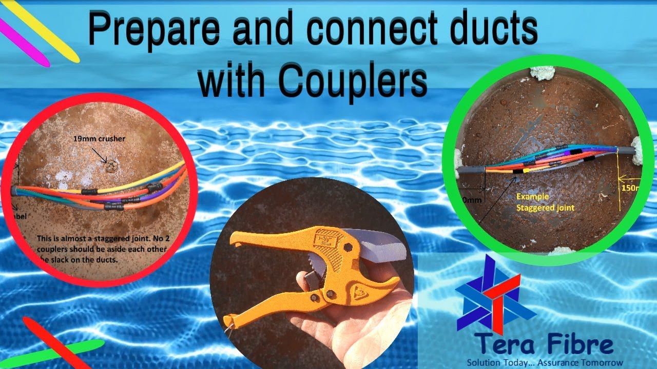How to prepare and connect ducts with couplers in a manhole - YouTube