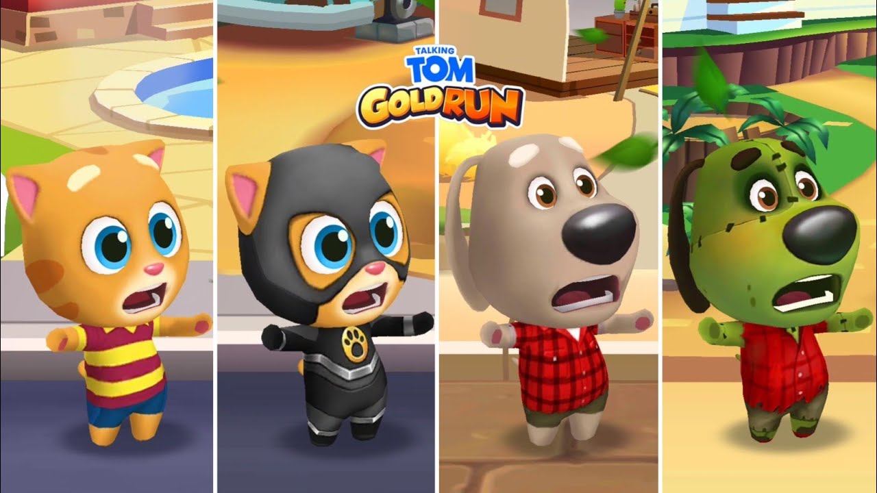 Talking Tom Gold Run - Talking Ginger vs Super Ginger vs Talking Ben vs ...