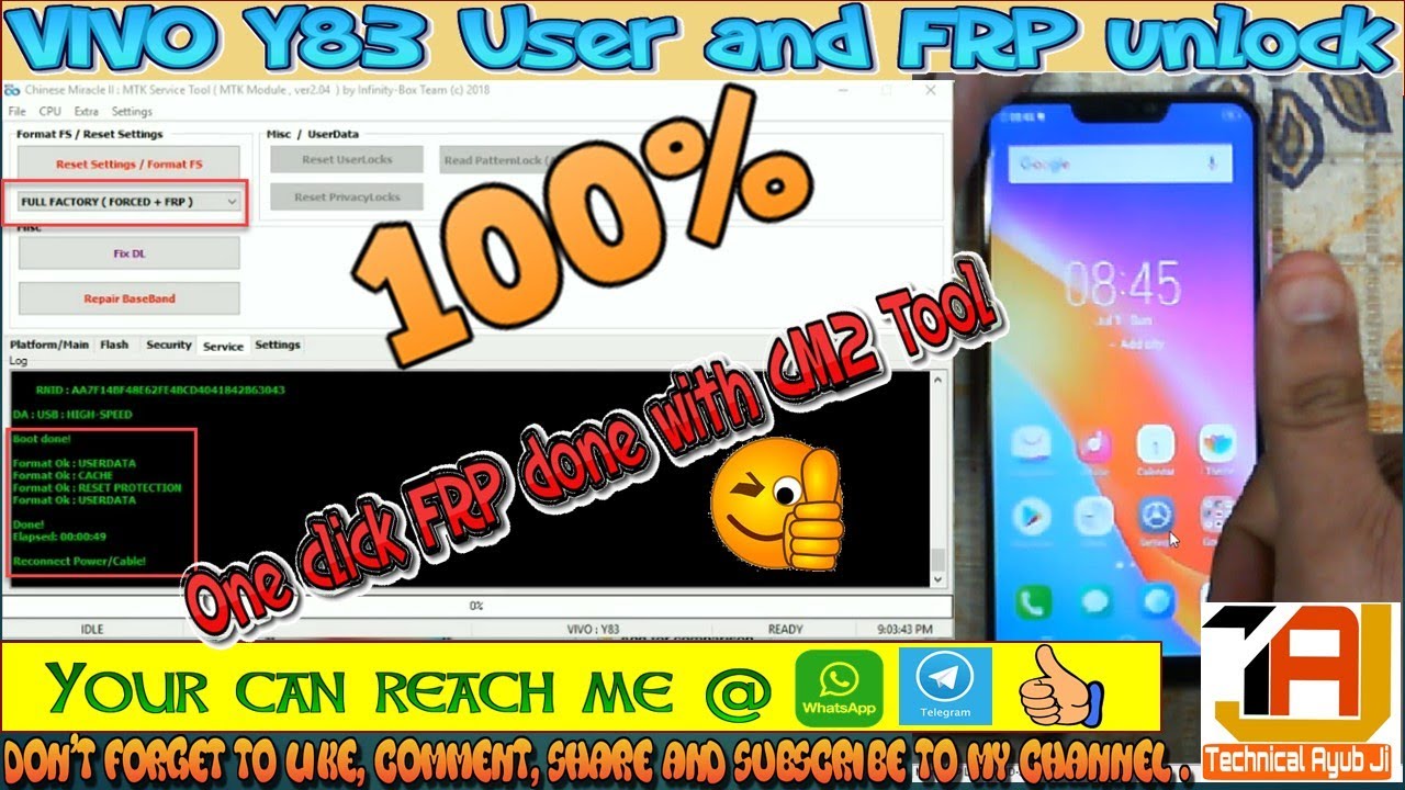VIVO Y83 USER UNLOCK AND FRP WITH CM2 MTK TOOL - YouTube