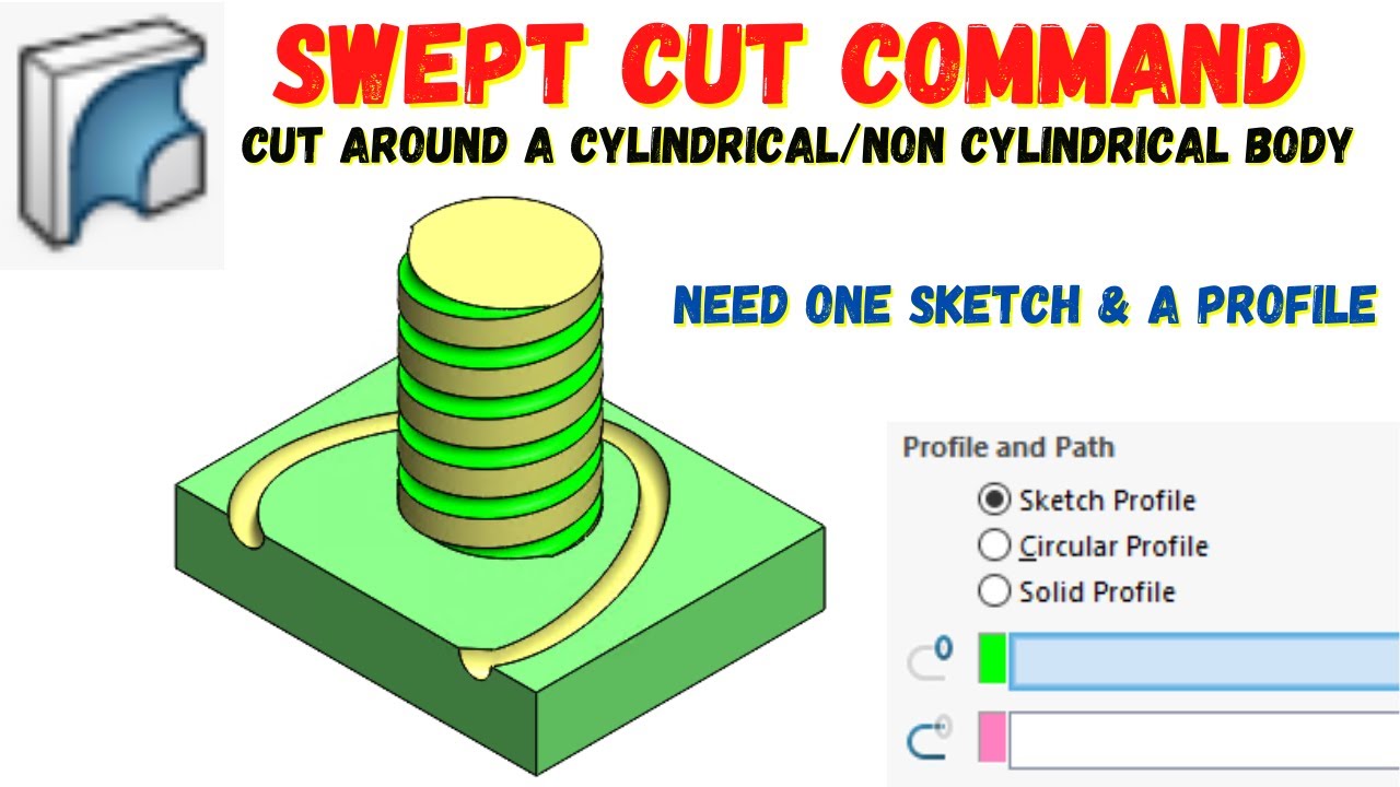 Swept Cut Command in Solid works || CAD/CAM Tutor || Cylindrical/Flat ...