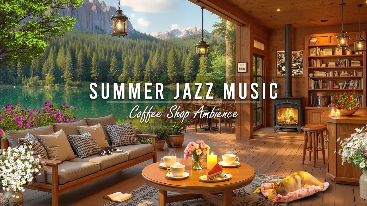 Relaxing Morning Jazz Music at Summer Coffee Shop Ambience 🌥️ Smooth ...