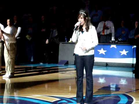 Laura Couvillon sings the National Anthem @ the Hornets Vs. Bulls Game ...