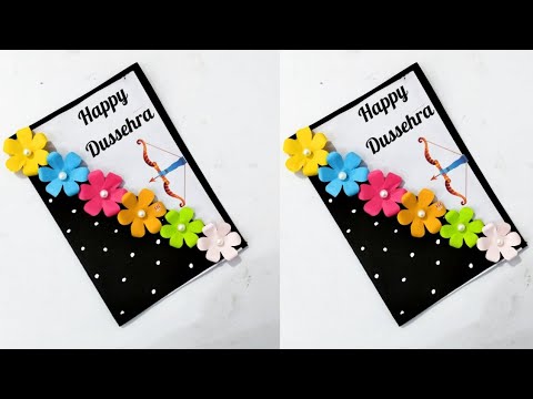 🥰How to make greeting card for Dussehra | Happy Dussehra greeting card ...