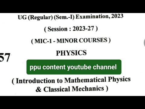 Ppu Ug Physics honours Paper Mic-01 semester-01 question paper 2023 ...