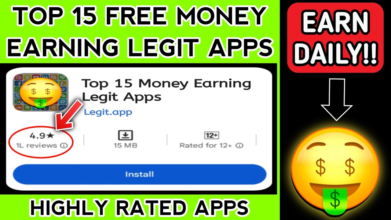Top 15 Free Money Earning Legit Apps (HIGHLY RATED) - 2024 - YouTube