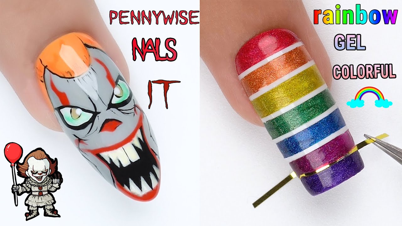 Satisfying Nail Polish Design For Girls | IT Pennywise Nails Art🎈 ...