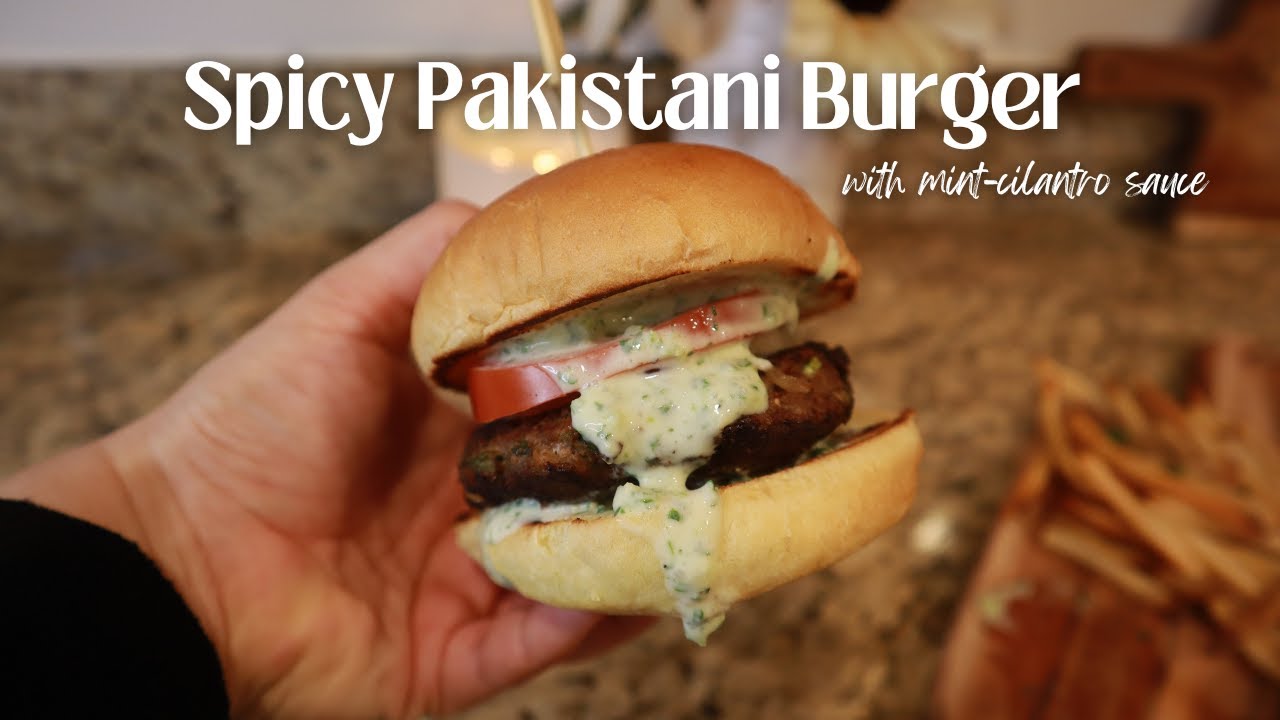 Spicy Pakistani Burger w/ Mint-Cilantro Chutney (sauce) Recipe - YouTube