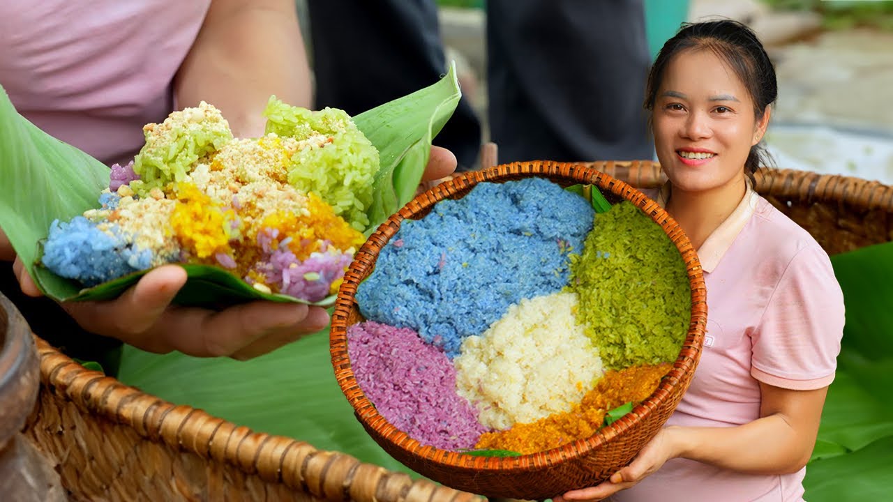 How To Five-Coloured Sticky Rice From Natural Plants and Goes to Market ...