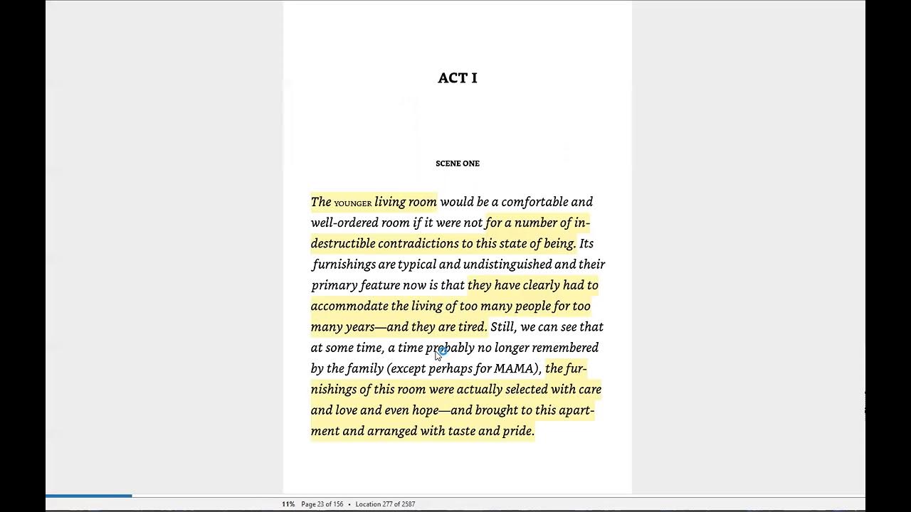 Lecture week 4: A Raisin in the Sun: Act 1 - YouTube