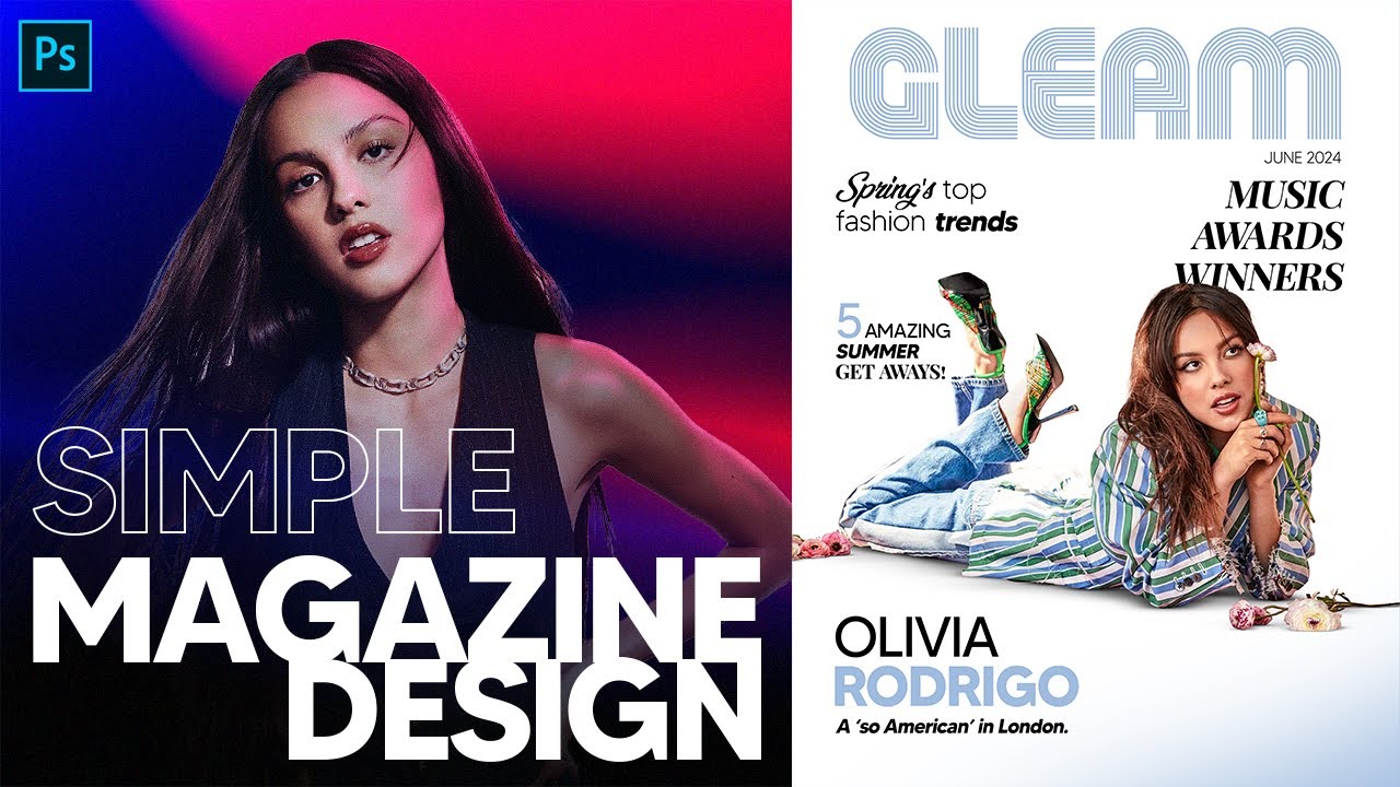 Simple Magazine Cover Design Tutorial feat. Olivia Rodrigo | Photoshop ...
