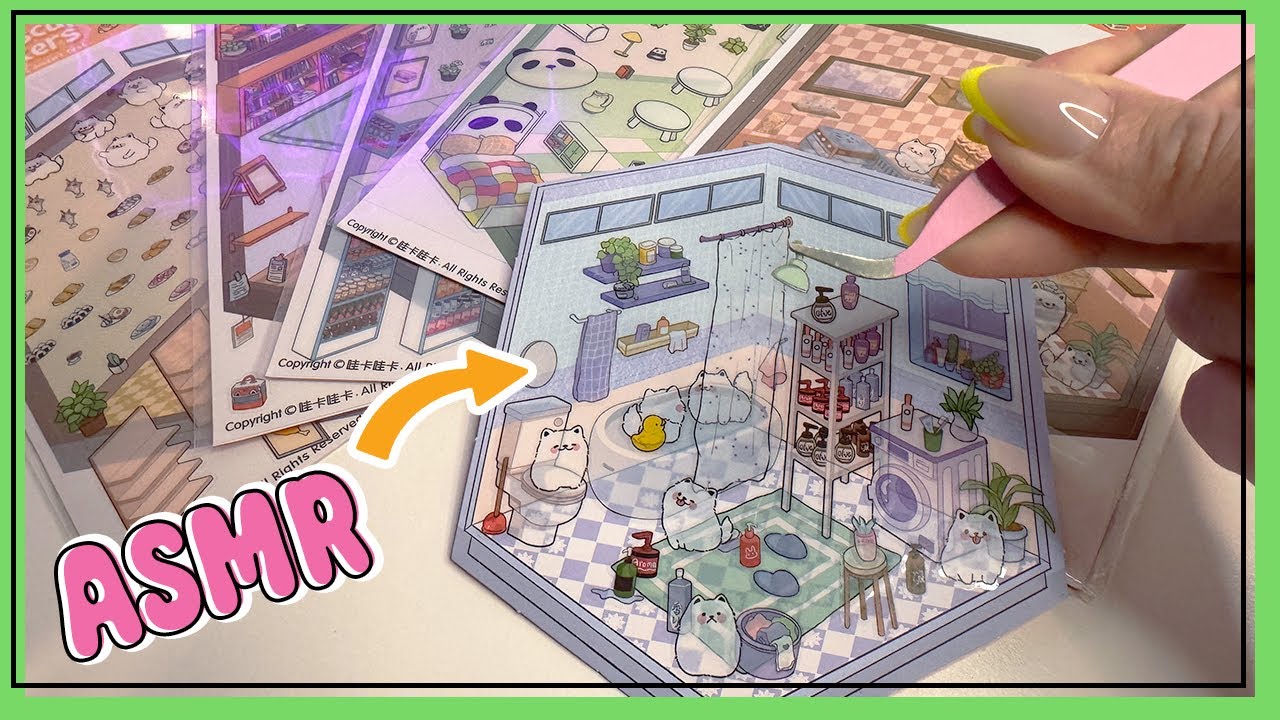 ASMR DIY 3D Stickers! Bathroom & Bakery Scenes 🛁🍞 | ASMR No Talking ...
